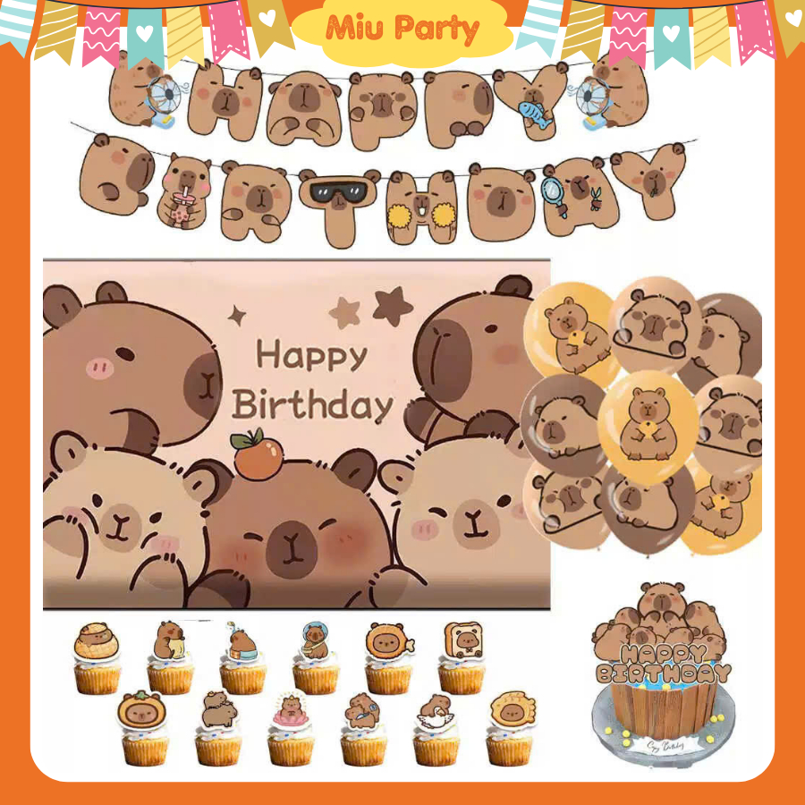 Capybara Balloons, Happy Birthday String Birthday Decoration - Miu ...