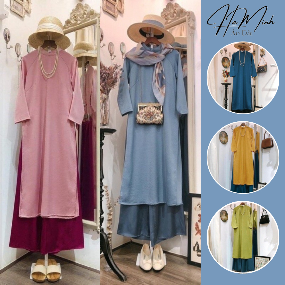 Super beautiful Ha Thanh ancient straight ao dai, soft and smooth ...