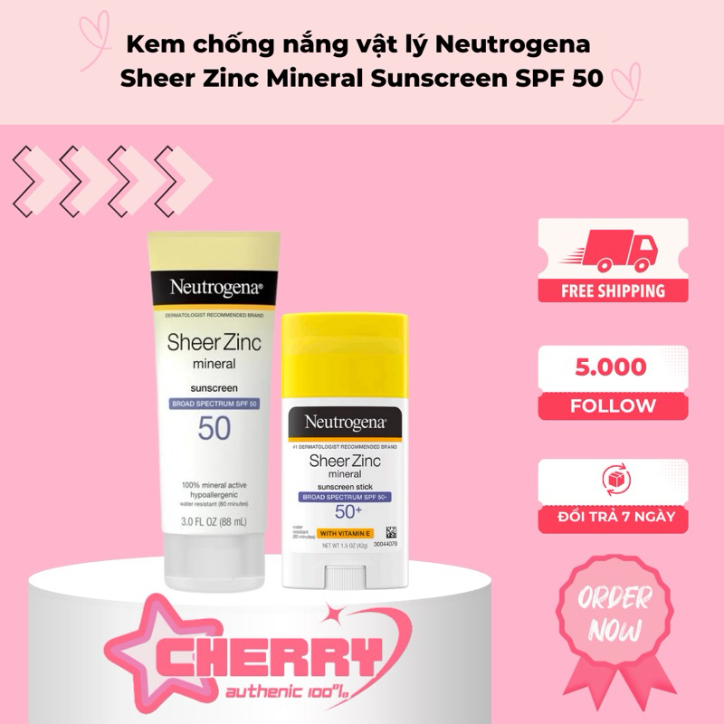 Neutrogena Sheer ZinC Dry Touch Physical Sunscreen SPF 50 (88ml ...