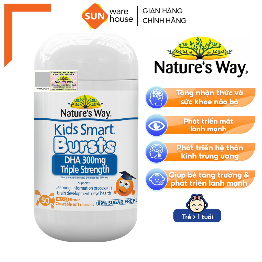 Nature's Way Kids Smart DHA 300mg Triple Strength Chewable Tablets ...