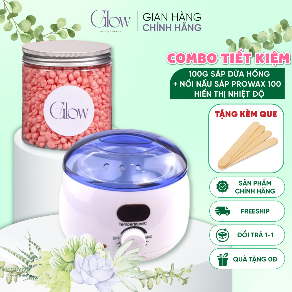 Pro Wax 100 Temperature Display Pot Set + 100gr GLOWWAXING Rose Wax ...