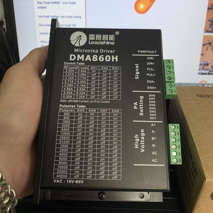 Driver DMA860H Leadshine controls stepper motor size 86 HCMC & HN ...