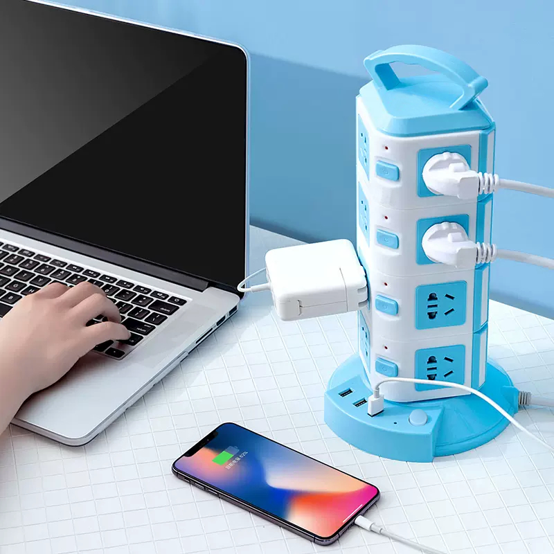 Power plug with integrated USB port, flexible switch, smart multi ...