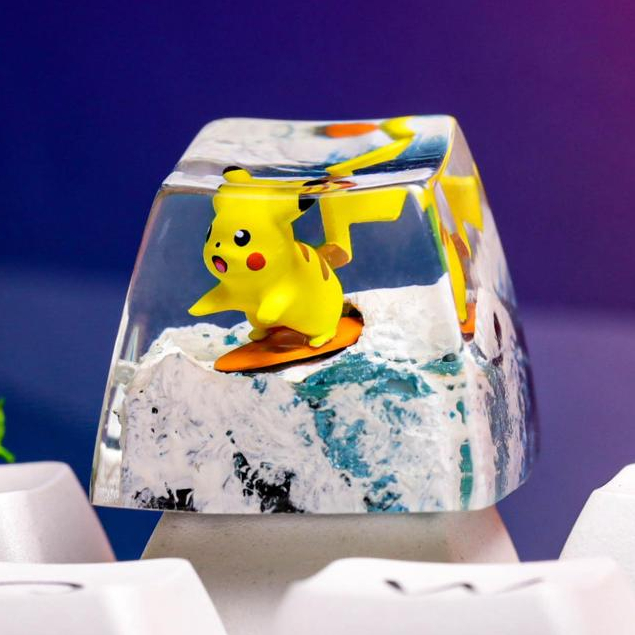 Super cute Pikachu surfing keyboard button, Pokemon odd keyboard button ...
