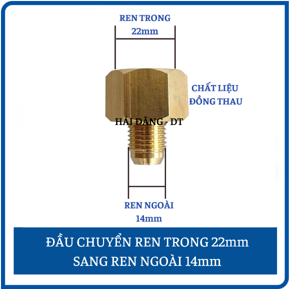 Coupling to convert 22mm internal thread to 14mm external thread, high ...