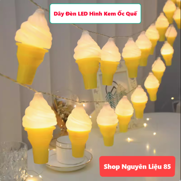 Color-changing Led string lights in the shape of ice cream cones ...