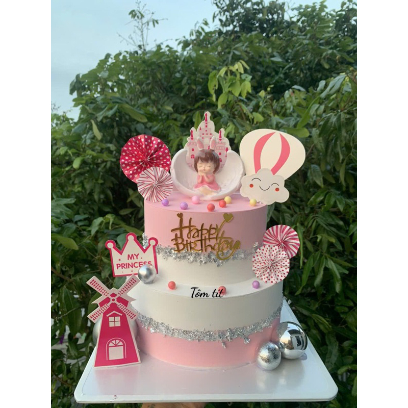 Pink sleeping princess two-tier fake birthday cake | Shopee Malaysia