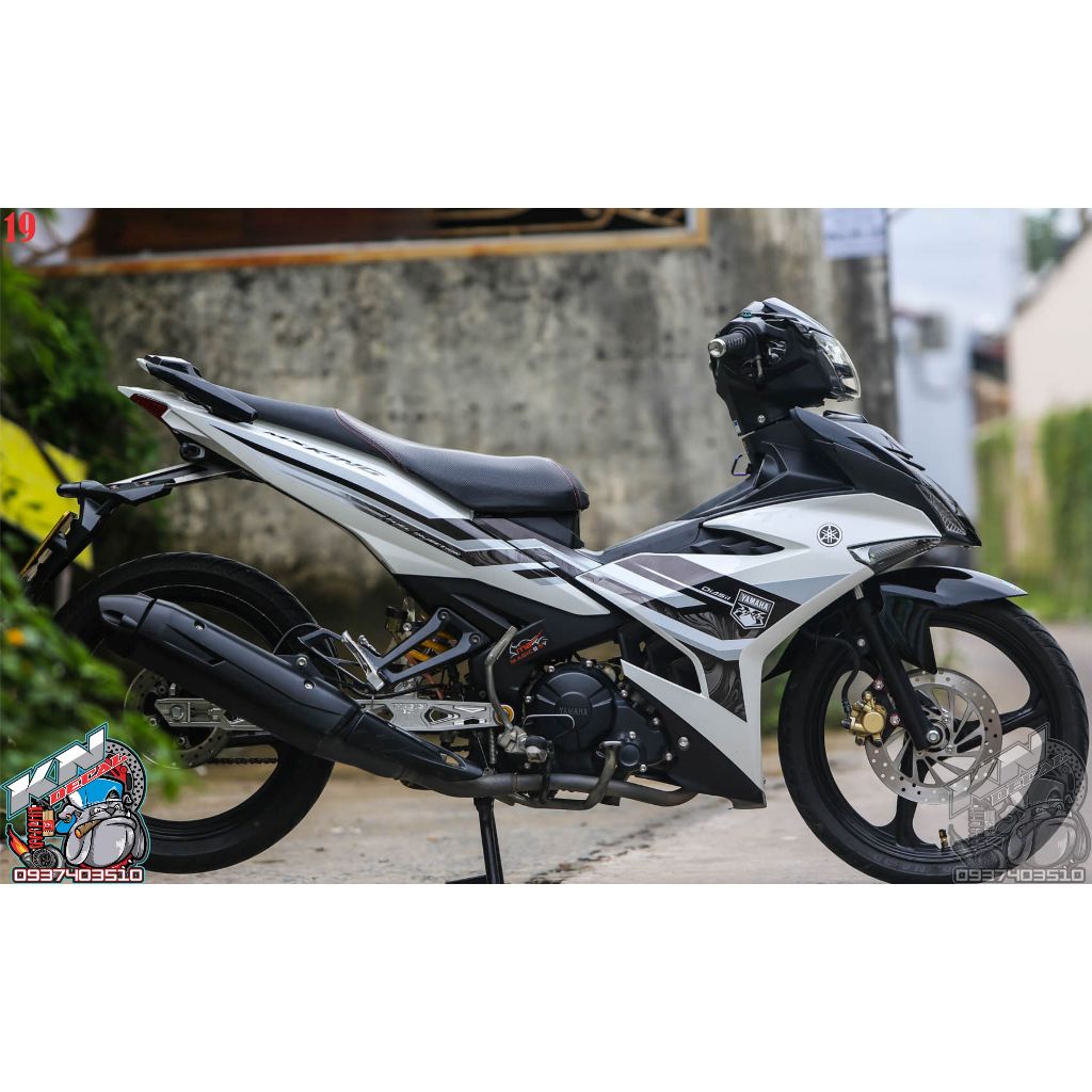 Exciter 150 REMOVABLE STICKER - Black and gray mxKING model with white ...