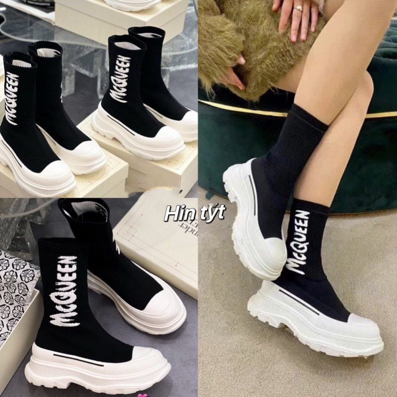 Mcq elastic boots, high-quality foot-hugging high-neck boots, Fullbox ...