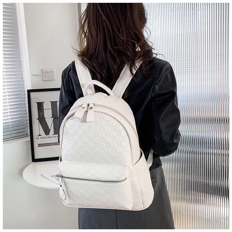 School backpack, large backpack with square rice leather to fit a4 ...