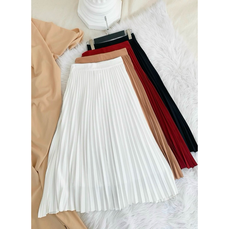 Vintage midi-length pleated FAN SKIRT for work and play, sewn with 2 ...