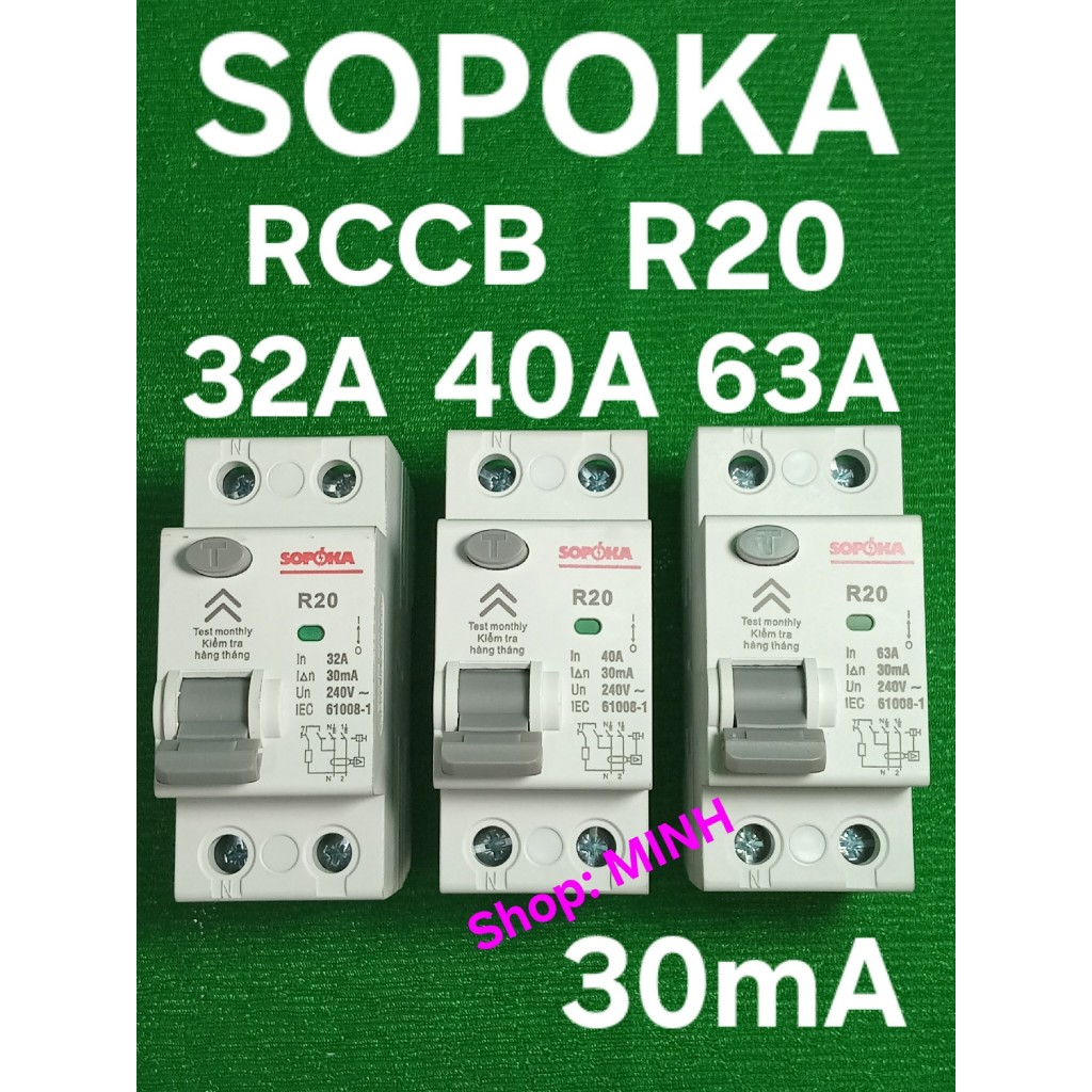 Aptomat RCCB anti-shock 32A 40A 63A 2P 1 phase leakage current 30mA Sopoka - automatic anti ...