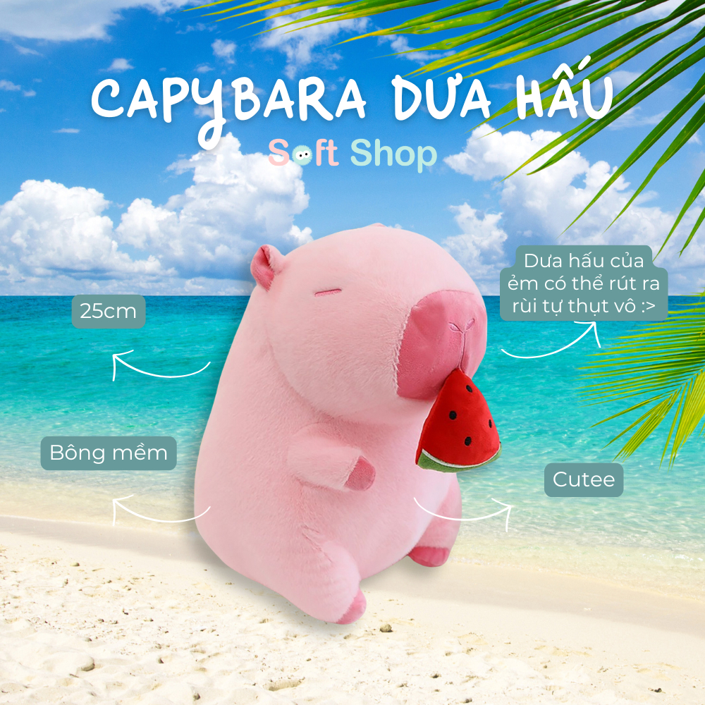 Watermelon Capybara Teddy Bear - Watermelon Capybara (pull nose ...