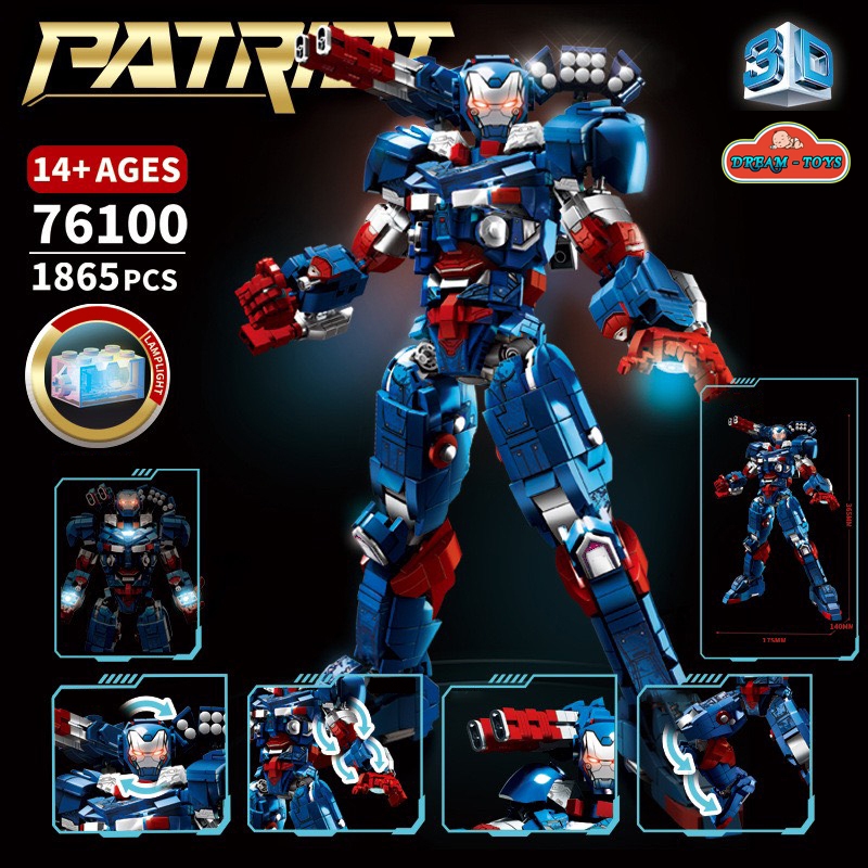 Iron Man Patriot Armor Robot Model Puzzle Assembly Toy Super Hero War ...