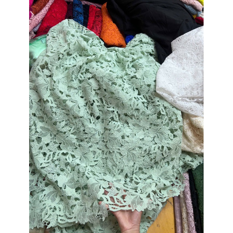 Mint green lace fabric, beautiful quality lace on genuine dresses ...