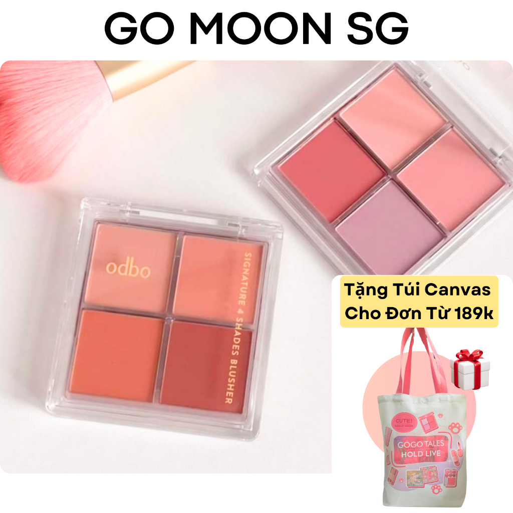 Odbo Signature OD1309 4-Box Blush Powder 10g 10g Smooth Thai Cheek Powder Keeps Color 8 Hours On ...