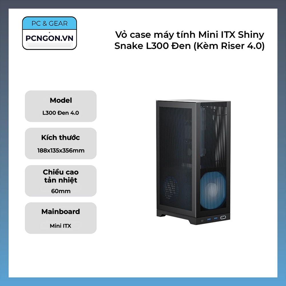 [PCNGON] Mini ITX Shiny Snake L300 Black computer case (Includes Riser ...