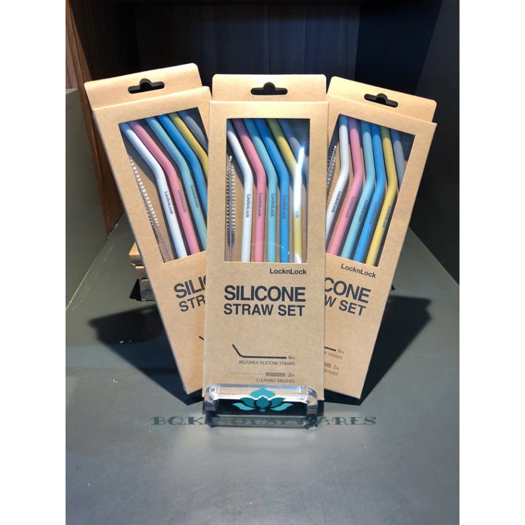 [ Lock&lock ] Set of 6 reusable silicone straws with 2 Lock&Lock ...