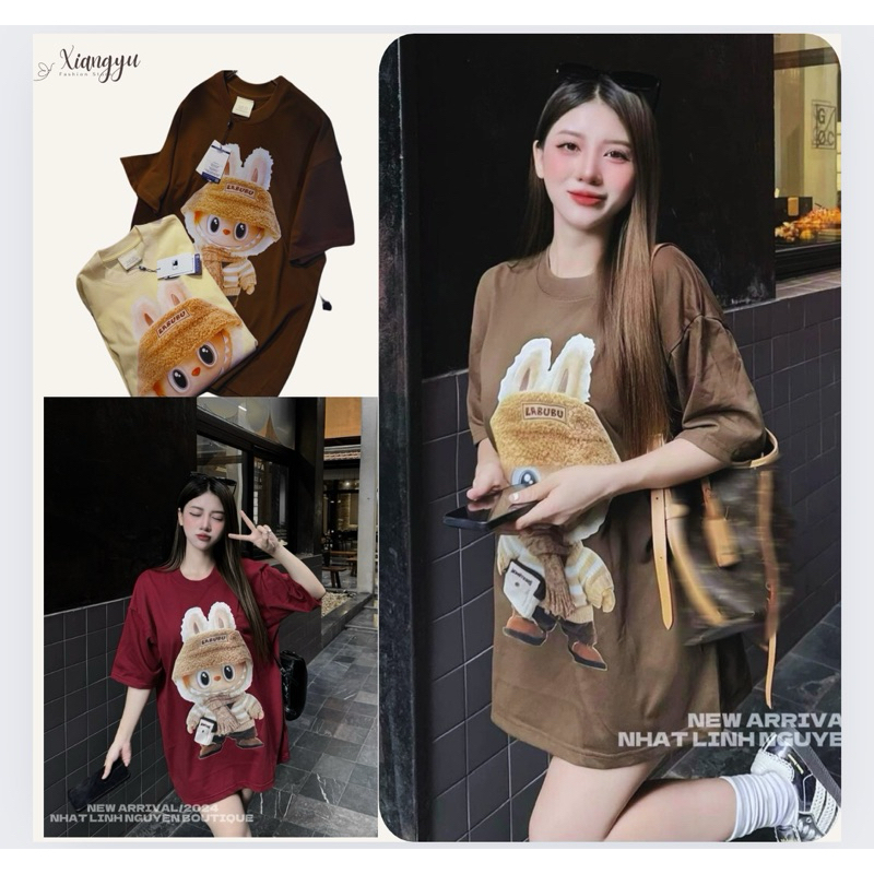 Labubu Bear T-Shirt Wearing UNISEX Wool Hat Song TREND 2024 | Shopee ...