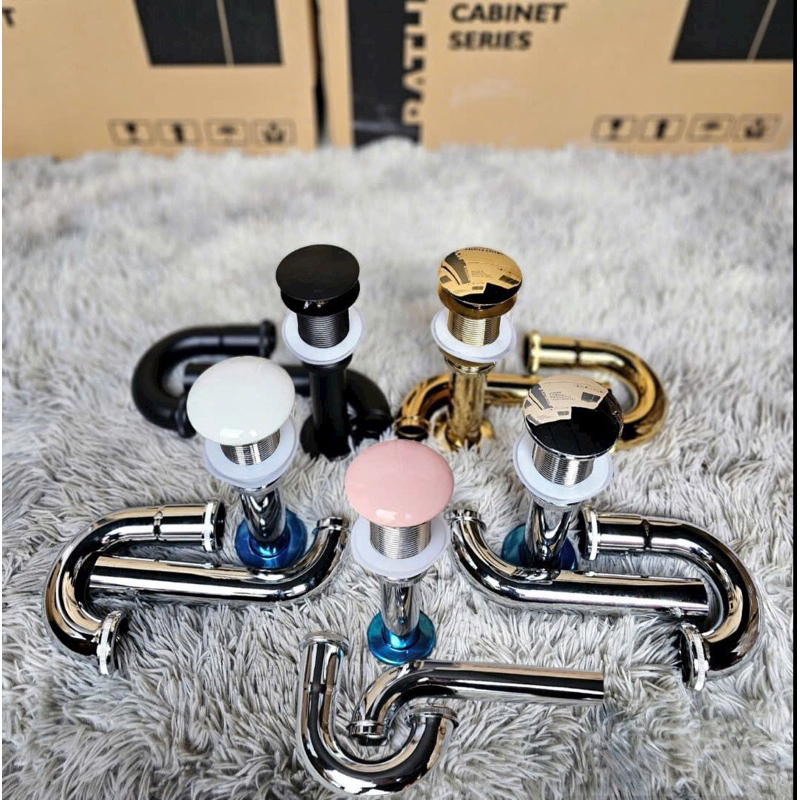 Lavabo drain set, sink drain siphon, lavabo overflow pipe complete set ...