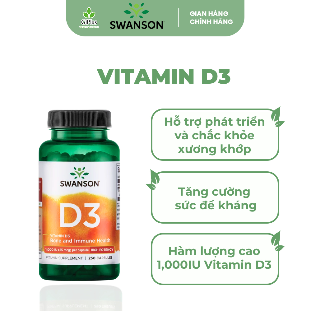 Swanson Vitamin D3 1,000 IU Oral Tablet Provides Vitamin D3, Prevents ...