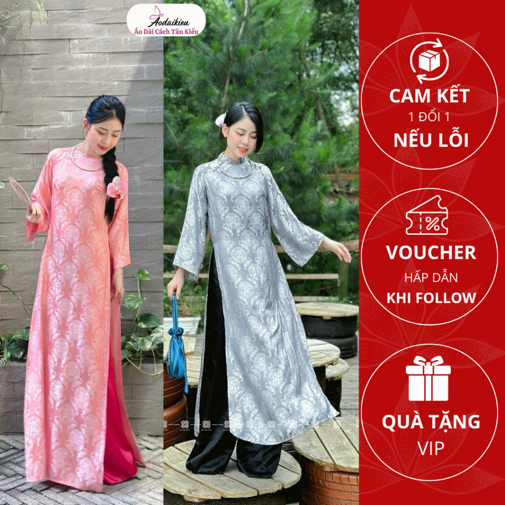 Straight-shaped ao dai made of high-quality non-irritating brocade silk ...
