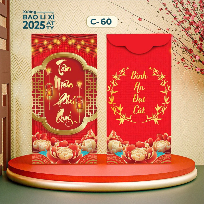 Set of 50 red lucky money envelopes VAN XU NHU Y glossy paper c150 type ...