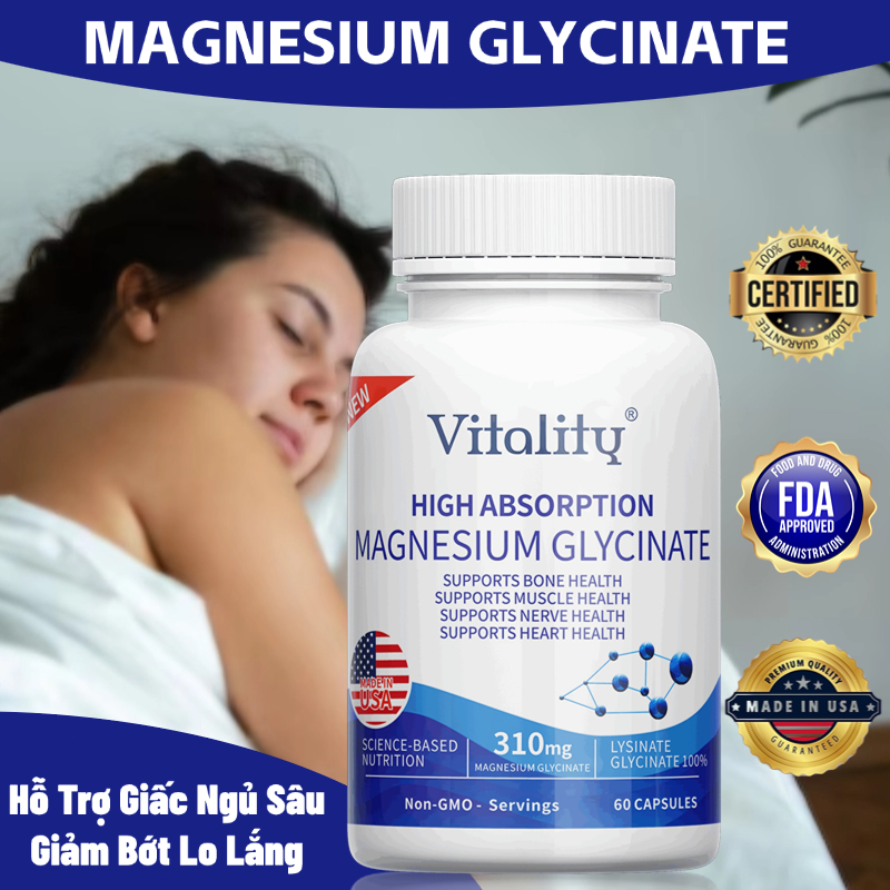 Magnesium Glycinate, 310 Mg Improves Cardiovascular Health, Relaxes ...
