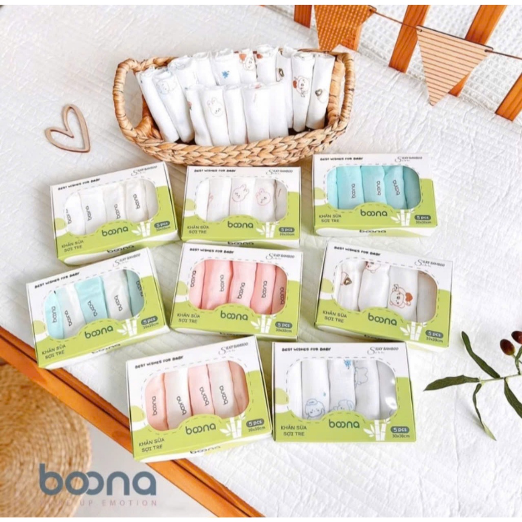(Sample Selected) Box Of 5 Boona 2-Layer Bamboo Fiber Milk Towels Soft ...