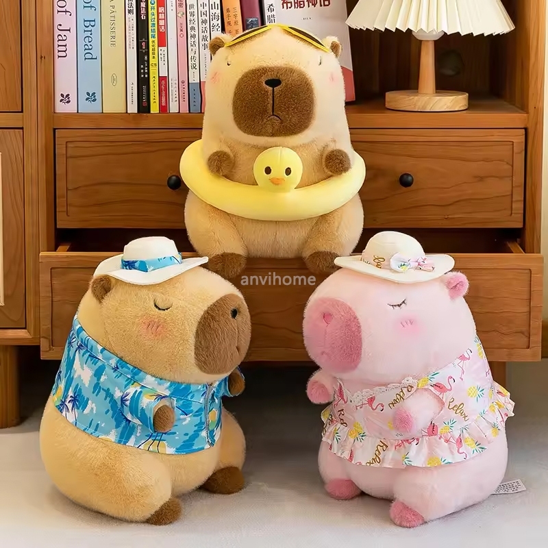 Capybara teddy bear wearing beach swimsuit - capy in pink dress - capy ...