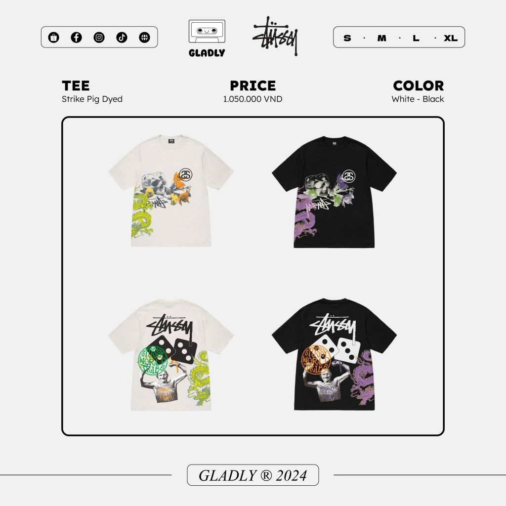 [Available] Stussy T-shirt with Strike Pig Dyed pattern (Genuine ...