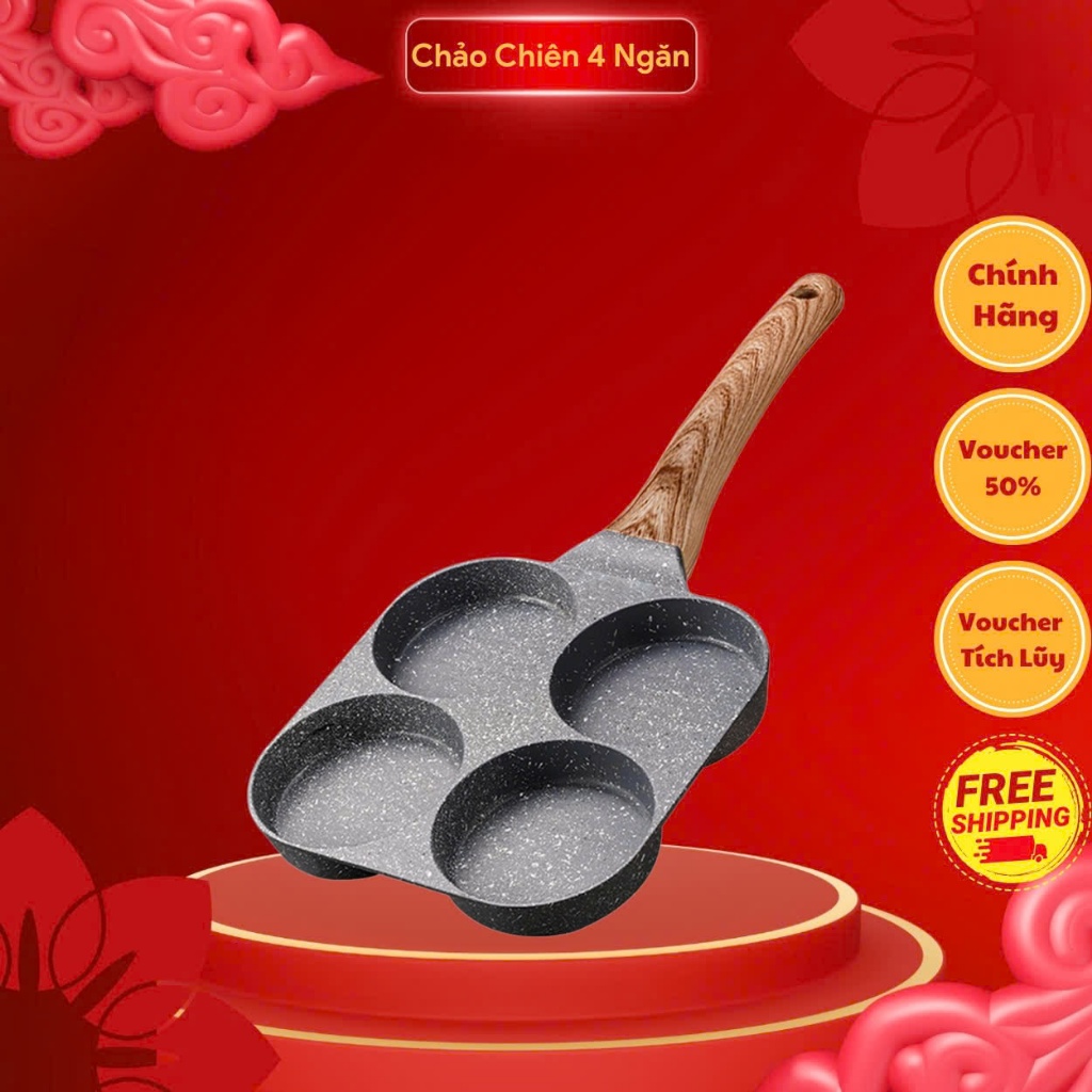 Egg Frying Pan, 4-compartment Cake Pan, Stone Pattern Suitable for All ...