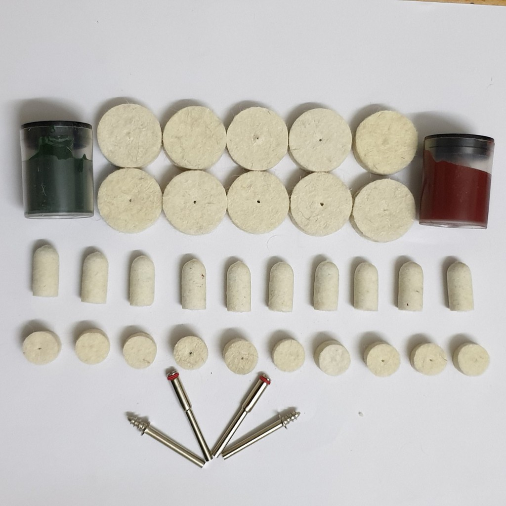 White cotton felt for polishing 3mm core pins (30 felt tips + 2 bottles ...