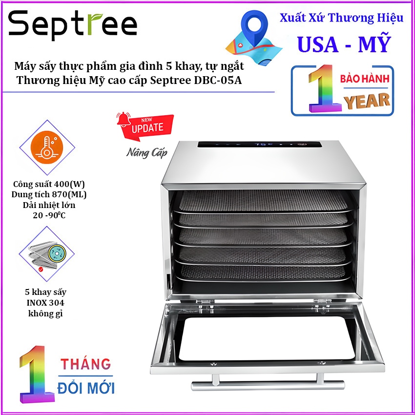 5-tray family food dryer, automatic drying timer. Premium American ...