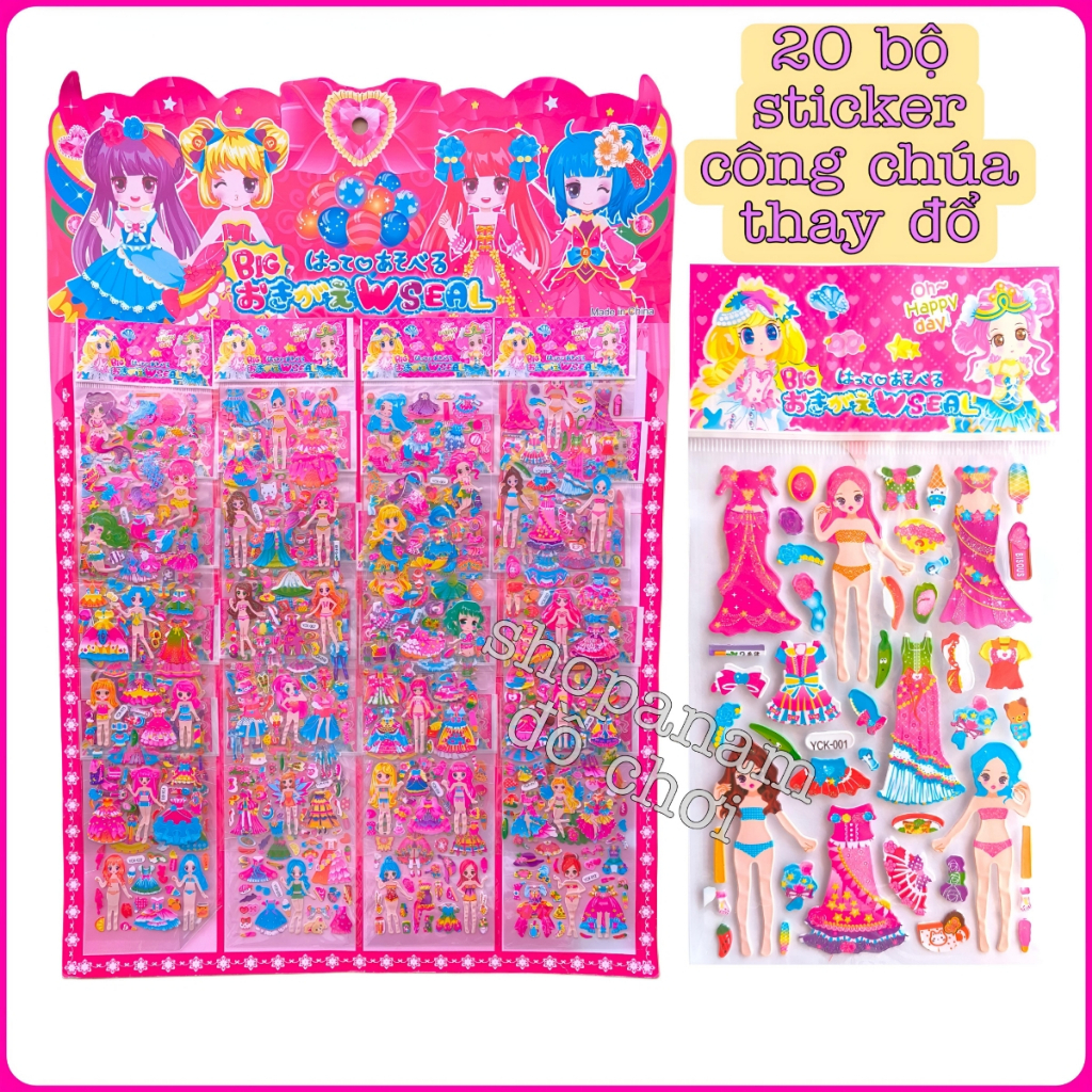Blister of 20 sets of 3d embossed stickers, princess dressing stickers ...
