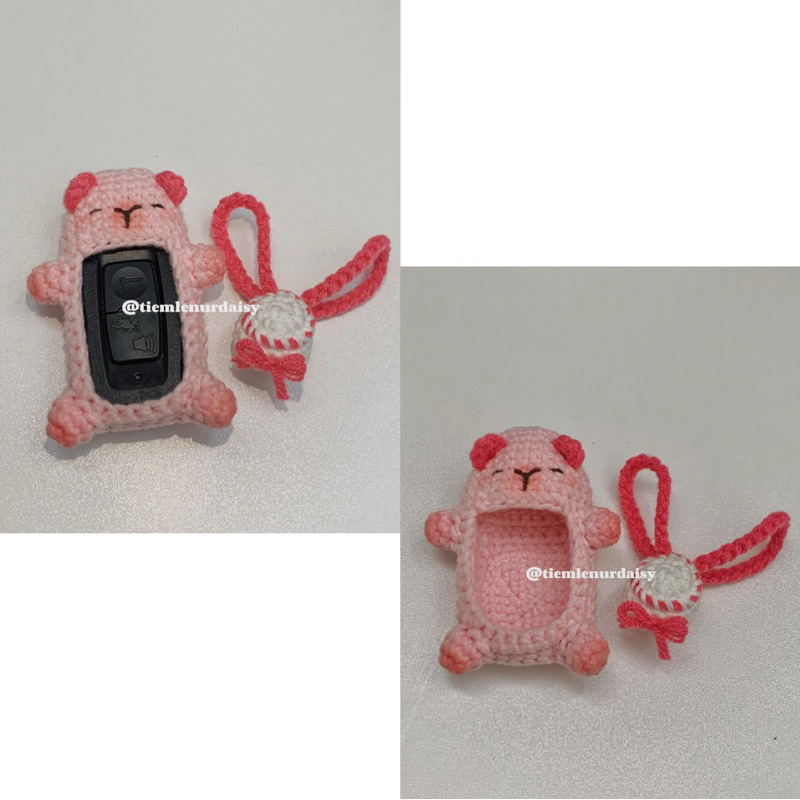 (Genuine Wool) cute Capybara smartkey case made of handmade wool ...