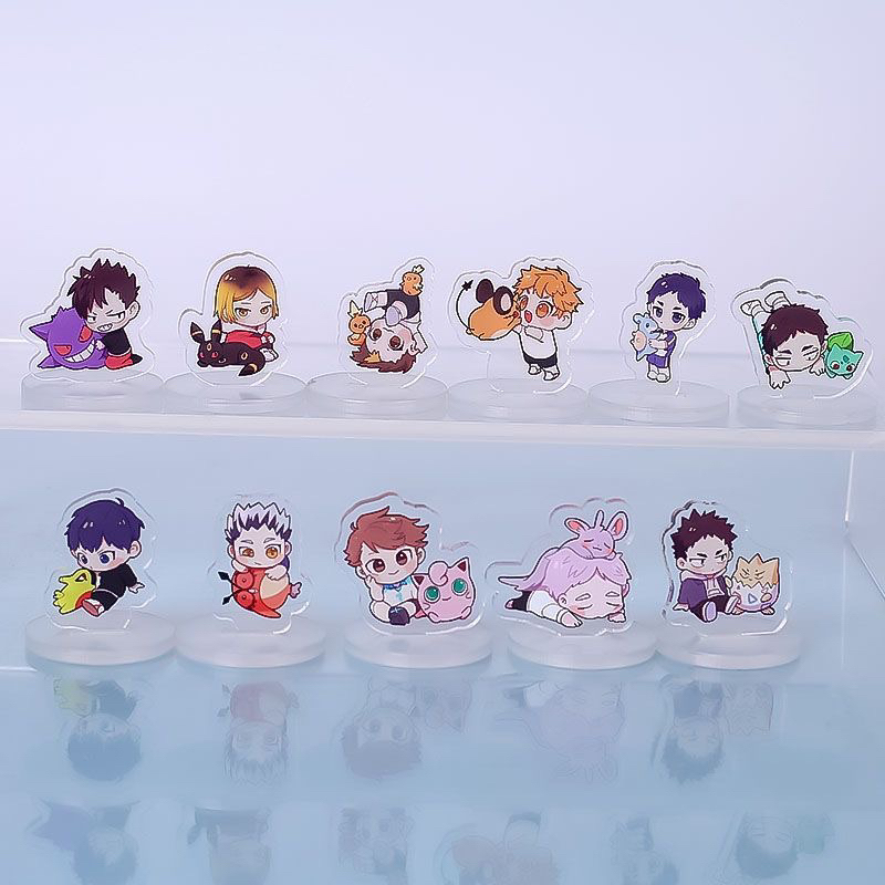 3cm mini Standee Haikyuu hugging Pokemon ver chibi stand acrylic anime ...