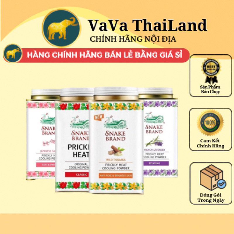 Genuine Thai] Snake Brand Prickly Heat Cooling Powder 140g Helps ...