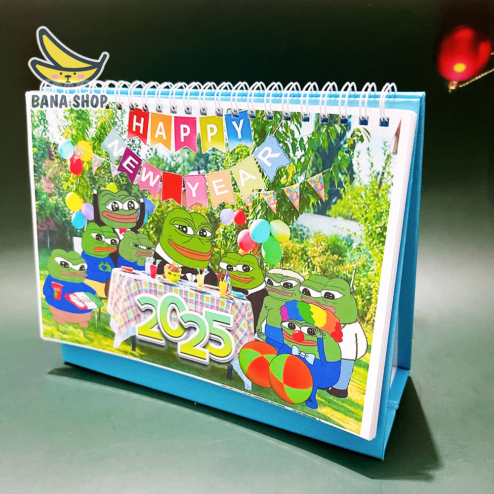 Super cool Pepe sad frog 2025 green frog desk calendar for vozer ...