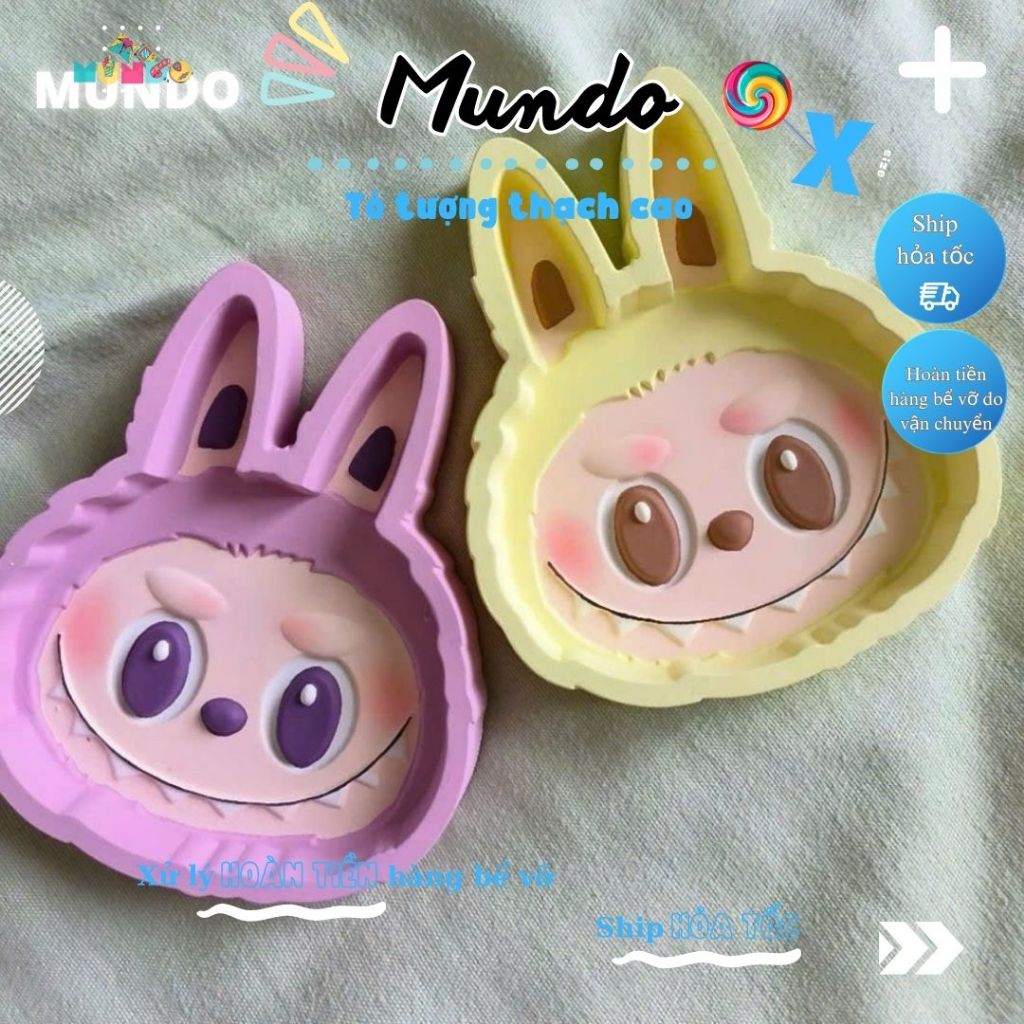 Labubu Plate Plaster Statue 2D SIZE L, MUNDO Strawberry Bear Tray ...