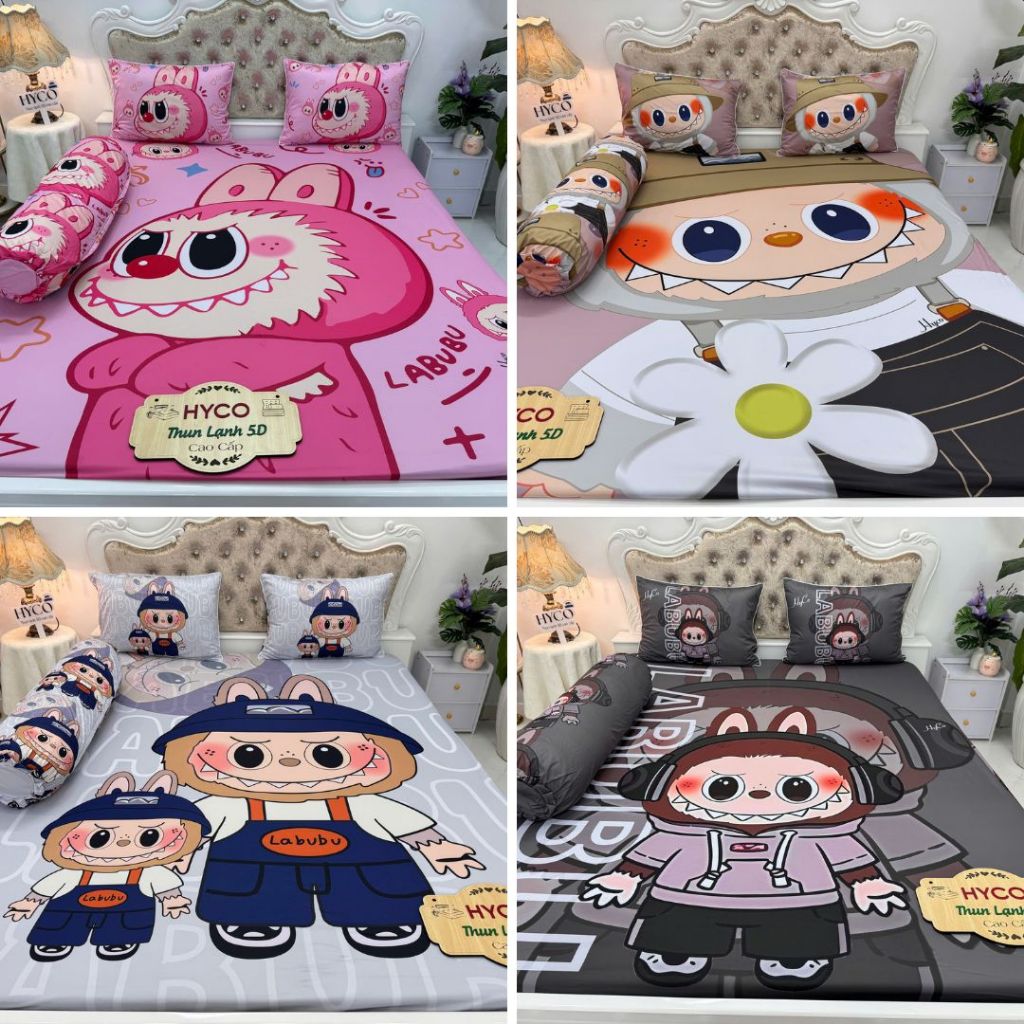 Labubu Model. Hyco 5D cold elastic bed sheet set (zip pillowcase ...
