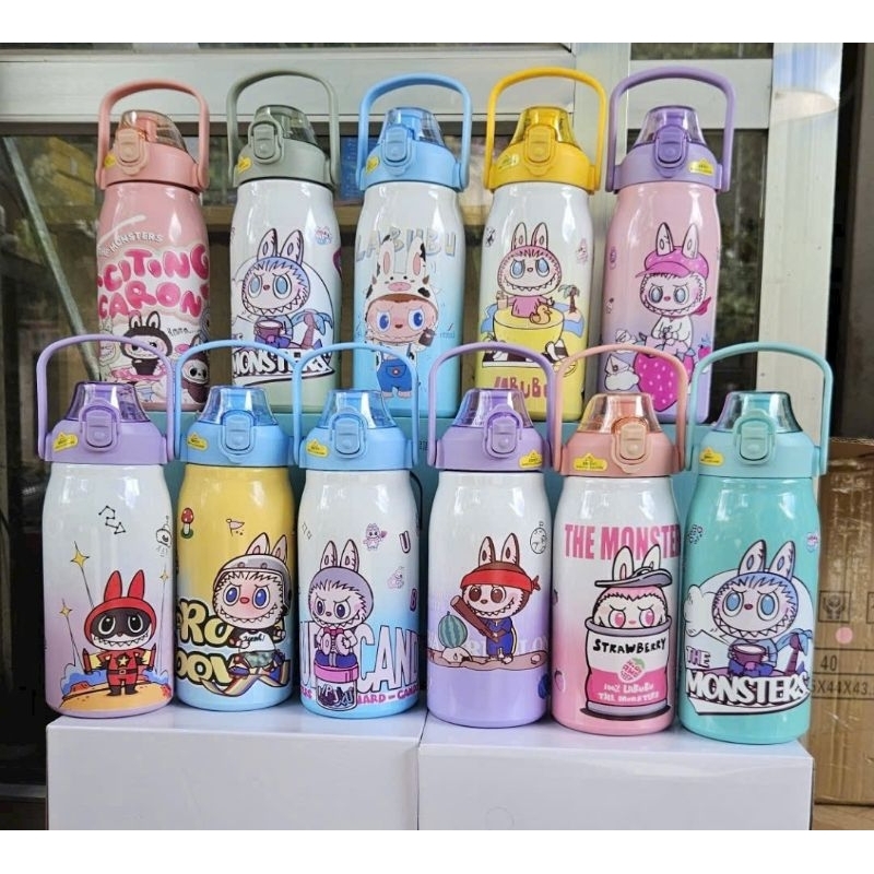 Labubu Cartoon Thermal Water Bottle 1200ml Capacity Stainless Steel ...