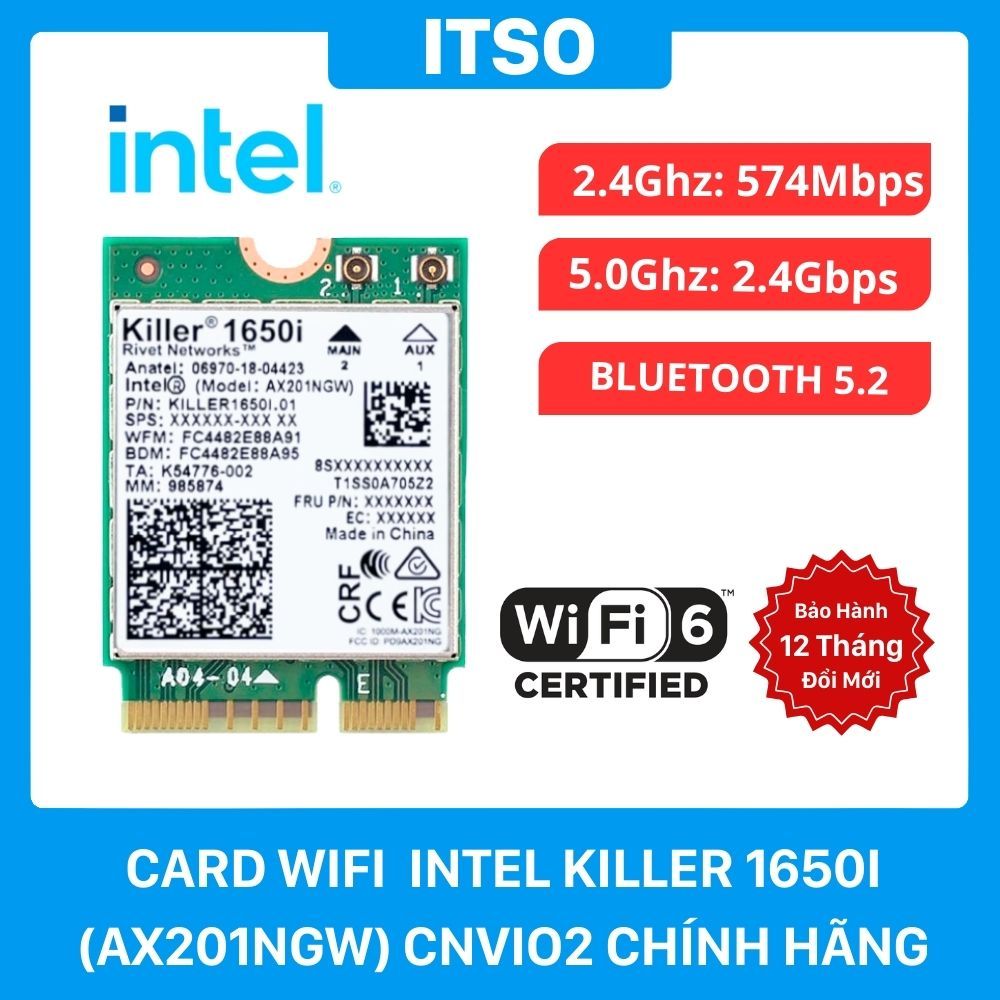 Intel Killer AX1650i CNVIo2 WIFI Card for WIFI 6 standard laptop with ...