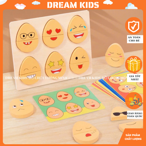 Fun Egg-shaped Wooden Smiley Face Assembly Toy for Children to Develop ...