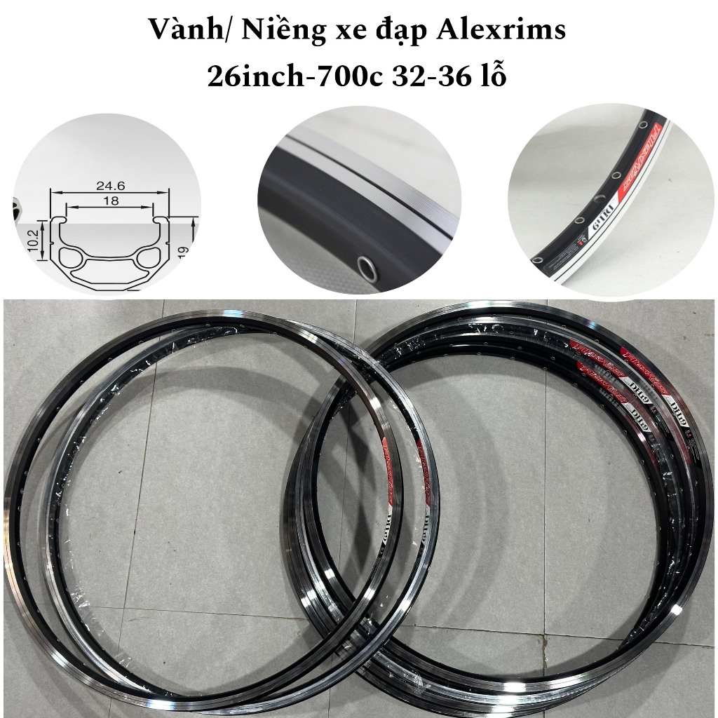 Alexrims DH19 700c Bicycle Rim 32-36 holes, 700c 2-layer aluminum ...
