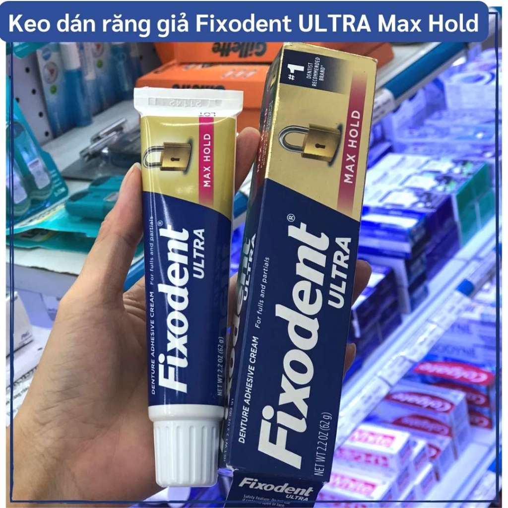 Fixodent Ultra Max Hold Safe Denture Adhesive 62g|Keep in place all day ...