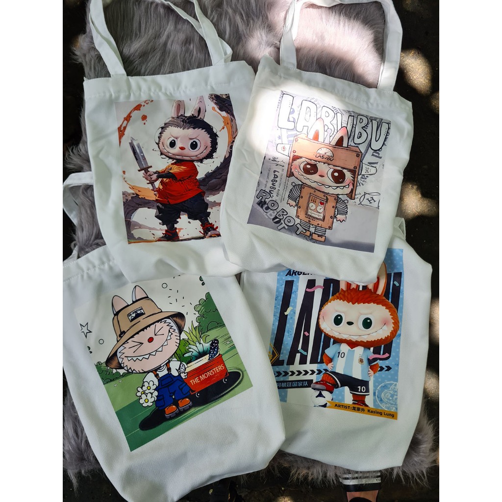 Labubu/capybara Canvas Tote - Korean Fashion Shoulder Bag Size ...