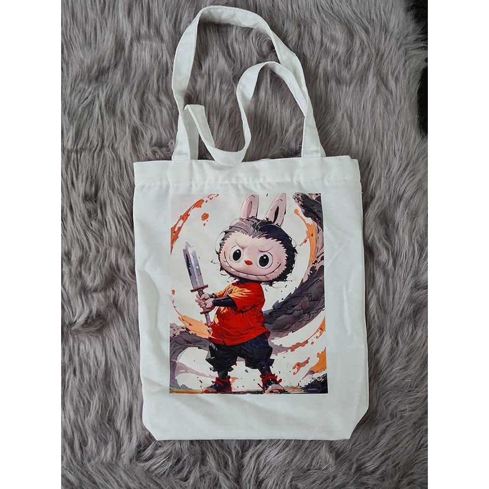 Labubu Canvas Tote - Korean Fashion Shoulder Bag Size 30x36x7cm (With ...