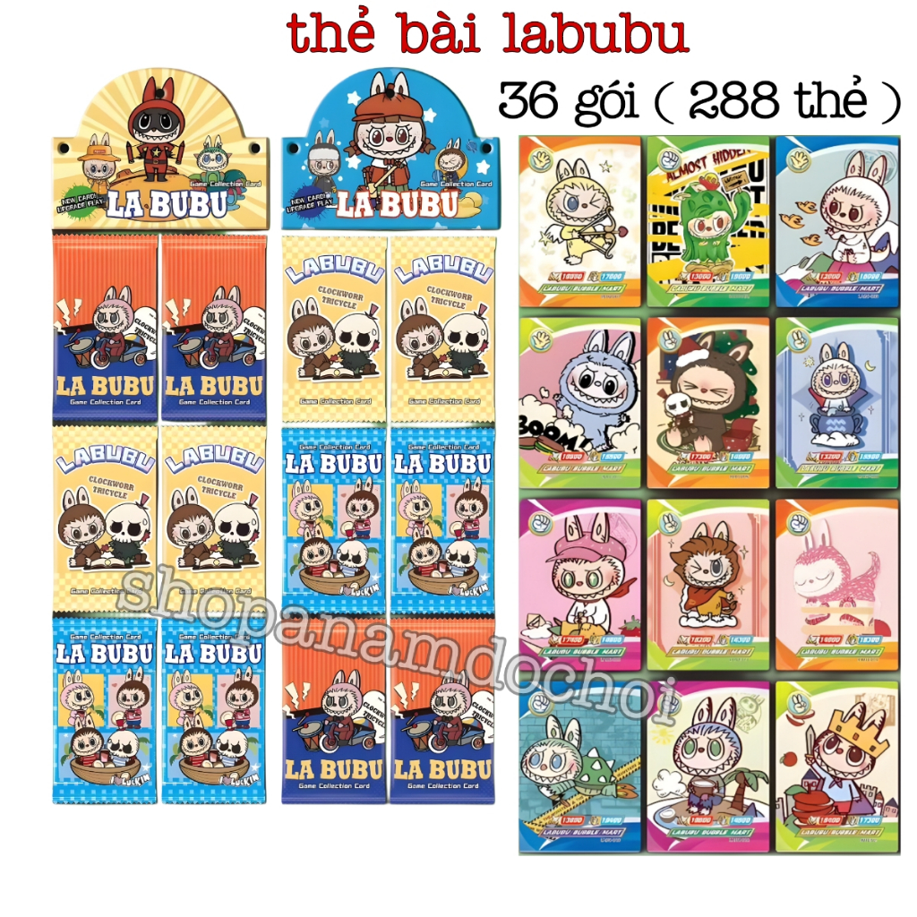 String of 36 packs of labubu cards, each pack has 8 glitter labubu ...