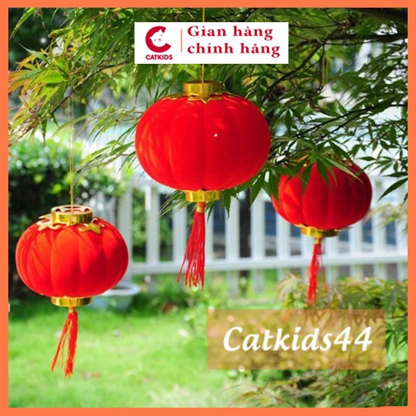 Red plastic lantern covered with velvet fabric for decoration CNY 2024 ...